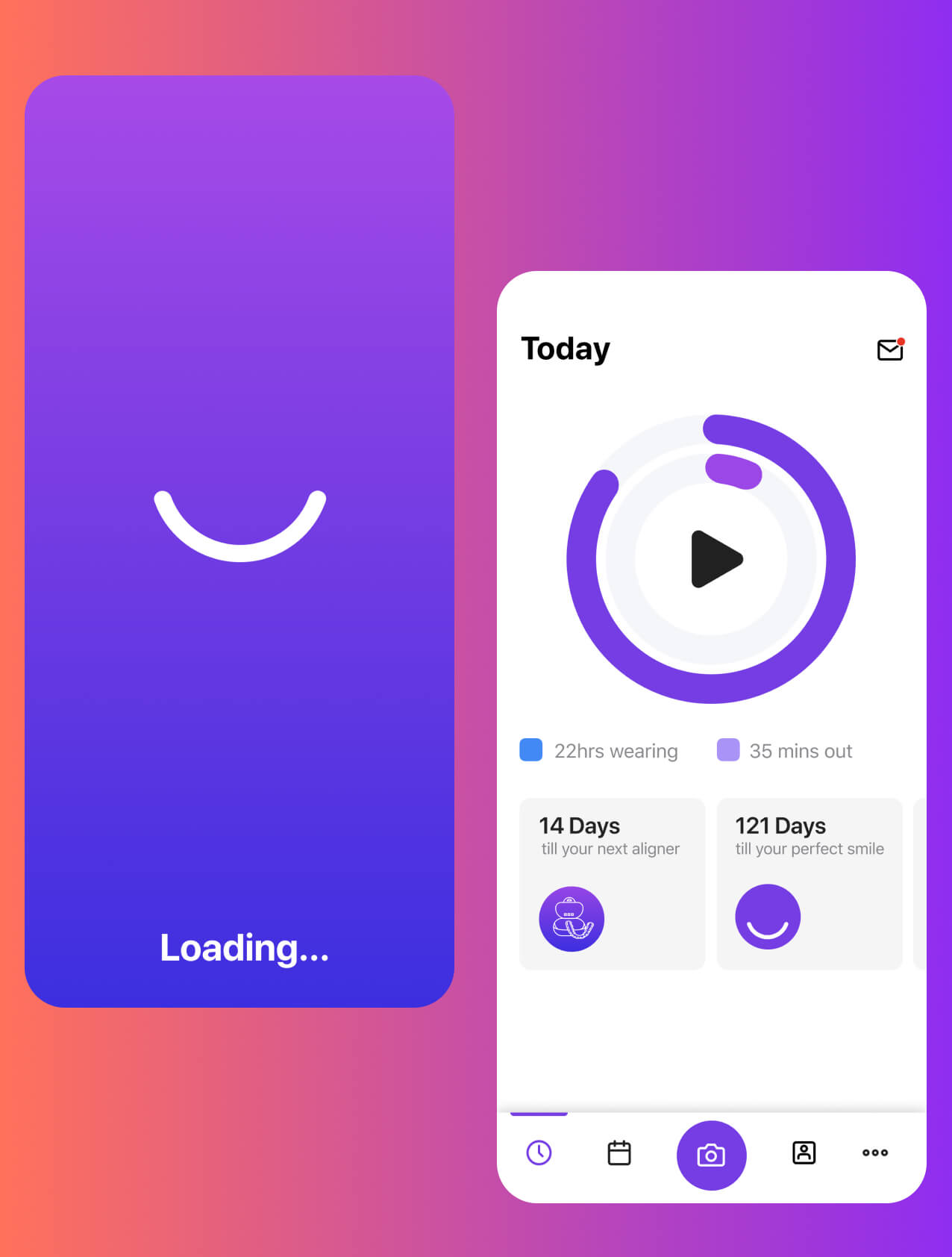 Aligner Smile Tracker App design UI UX dental