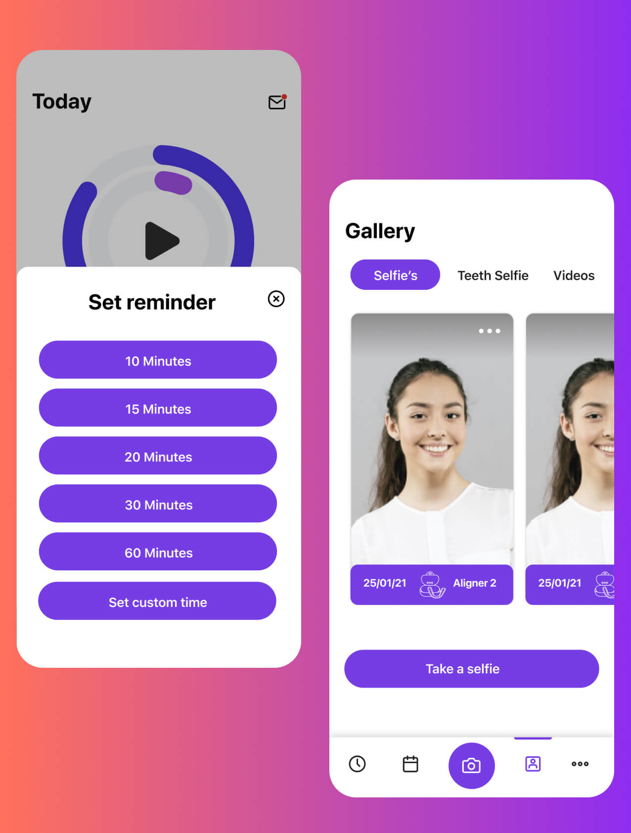 Aligner Smile Tracker App design UI UX dental