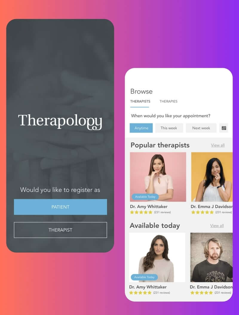 Therapy app design ui ux