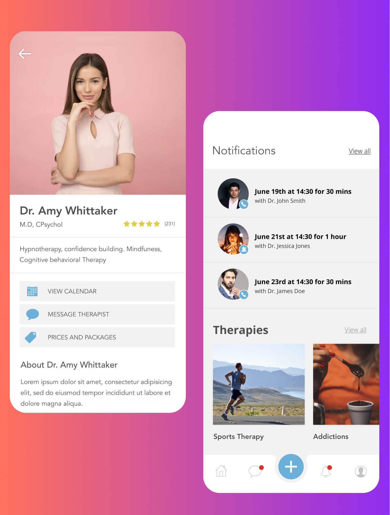 Therapy app design ui ux