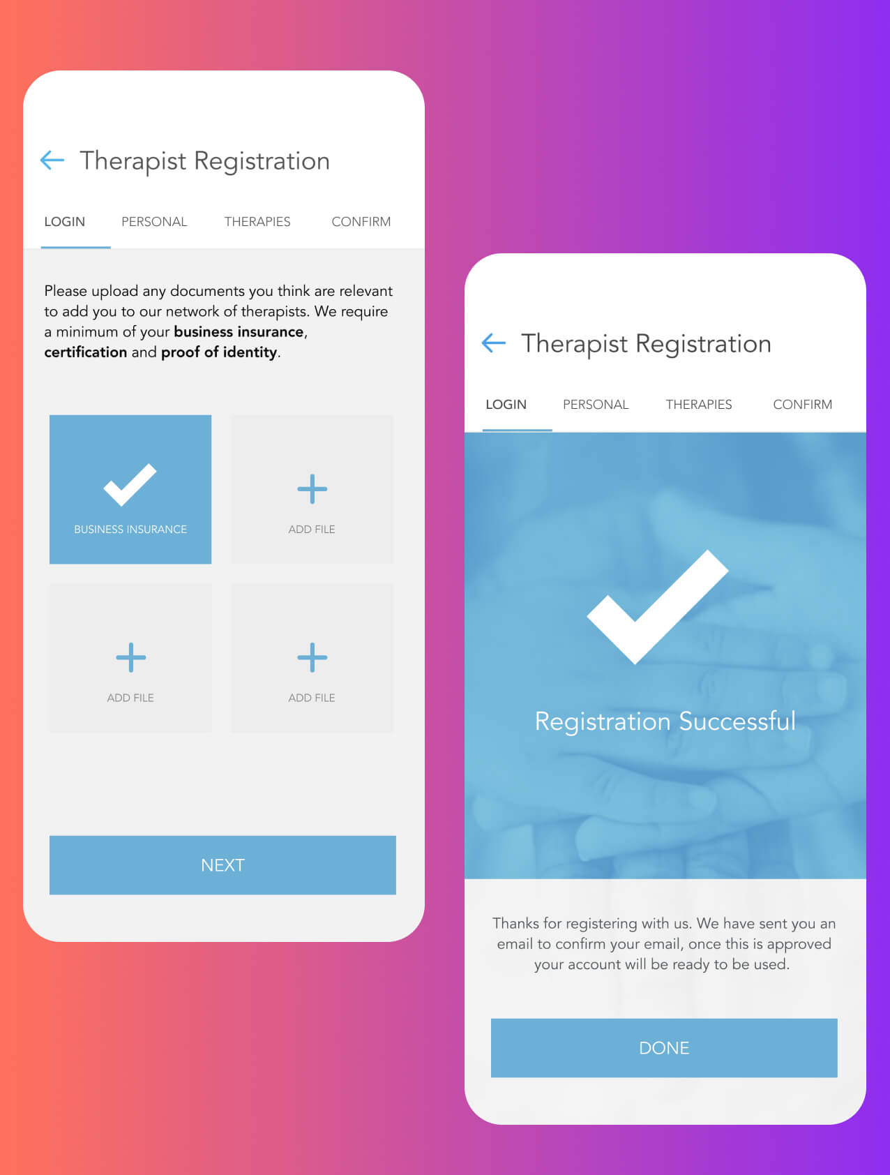 Therapy app design ui ux